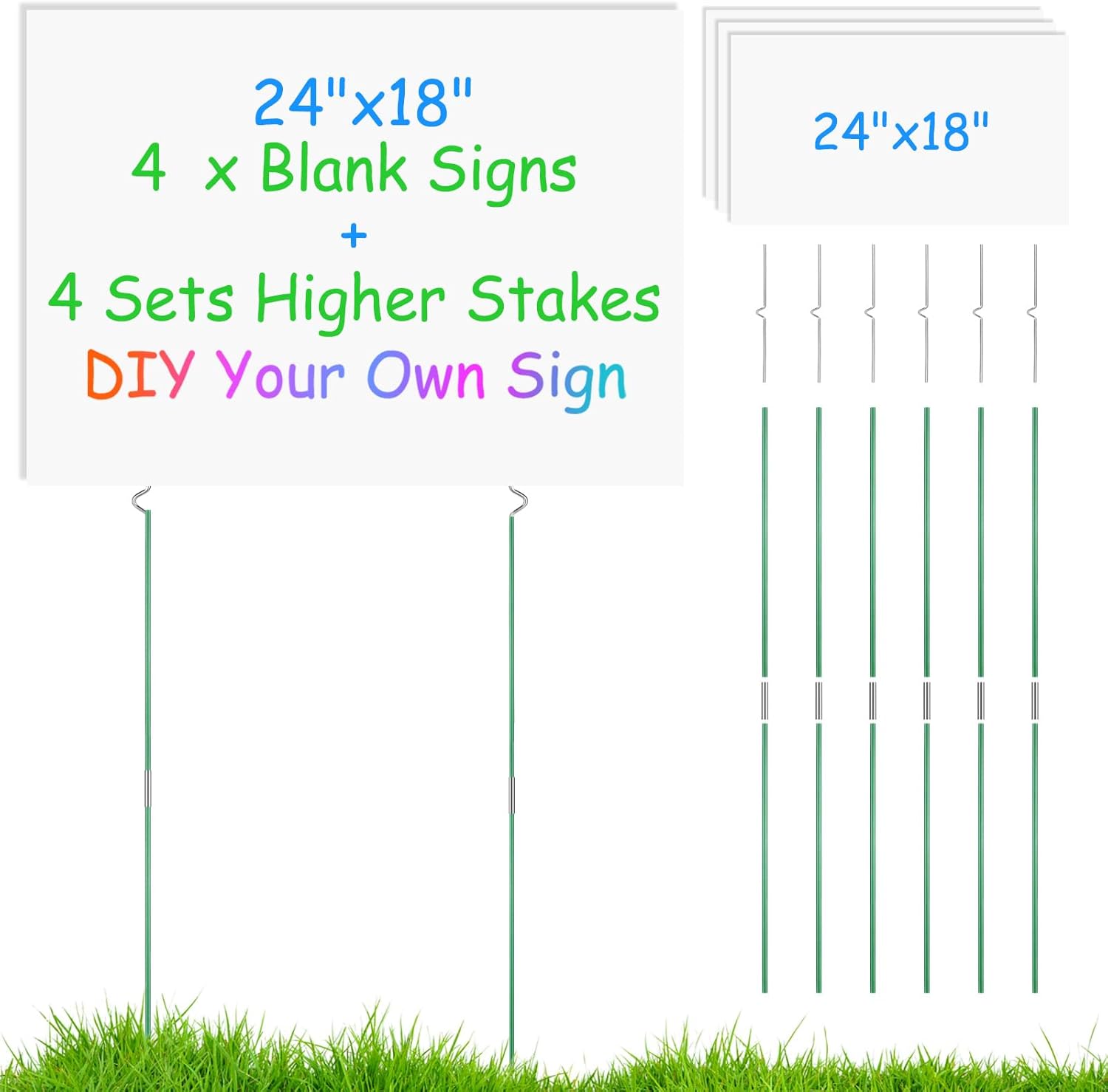Amazon.com : DUNPUTE 4 Pack Blank Yard Signs with Stakes 18x24 Inch ...