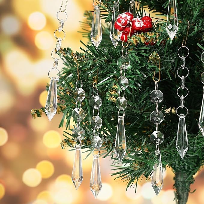 Amazon.com: Jetec 36 Pcs Crystal Drop Christmas Ornaments Clear ...