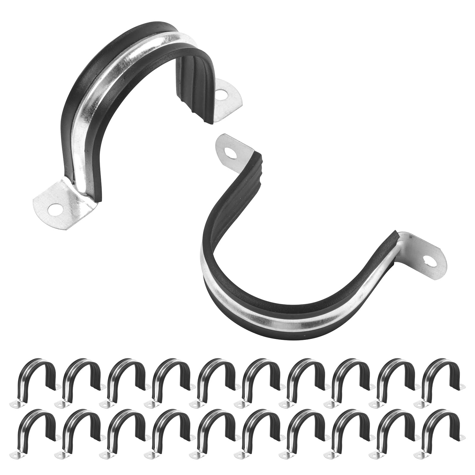 JDHGSHL 2 Inch Reinforced Rigid Pipe Strap, 20 PCS 2 Holes U Bracket ...