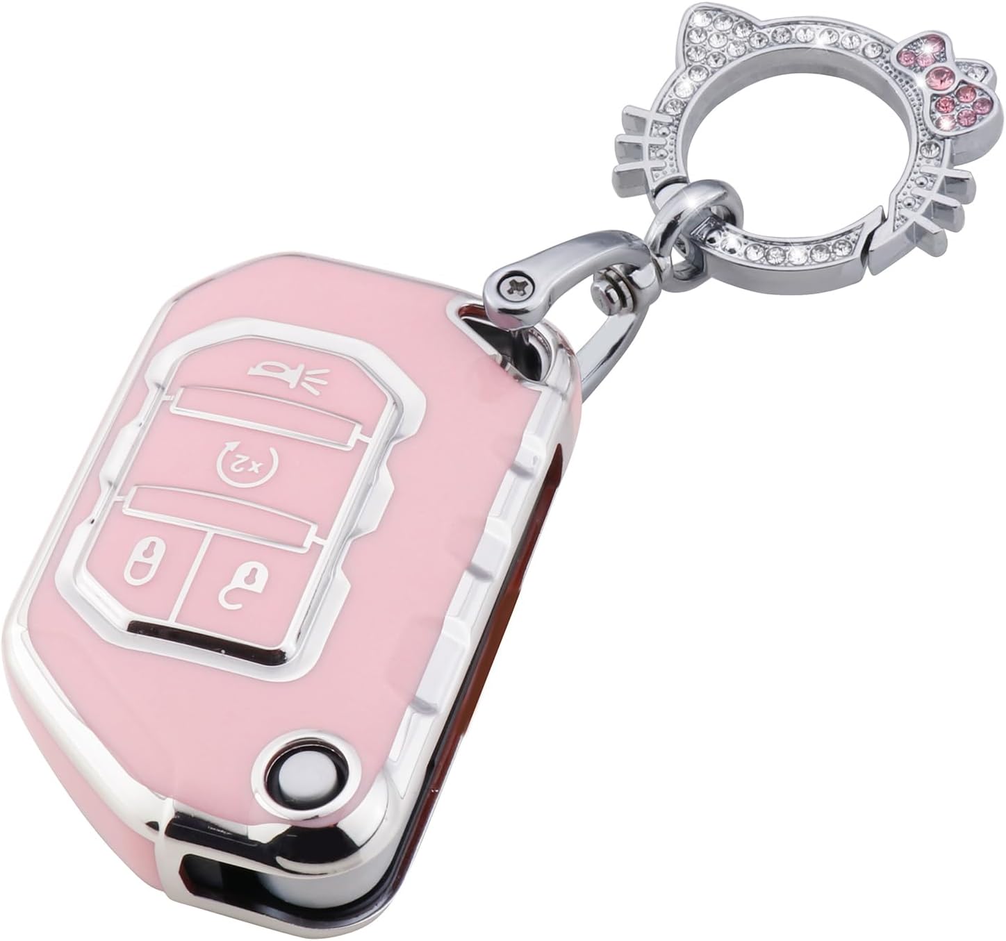Amazon.com: Pangpai Pink Key Fob Cover for Jeep, Soft TPU Key Case ...