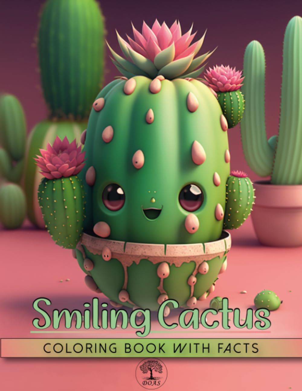 Amazon | Smiling Kawaii Cactus Coloring Book: Modern Art Design of Cute ...