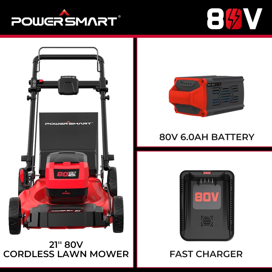 Snapklik.com : PowerSmart Lawn Mower, 80V/21 Cordless Electric Lawn ...