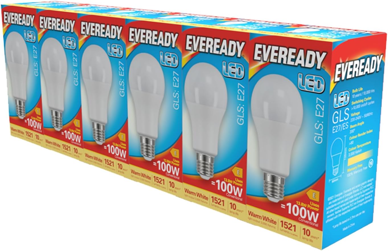 Eveready GLS E27 LED Bulb 1521 Lumens 13.8W (100W Equivalent) Warm ...