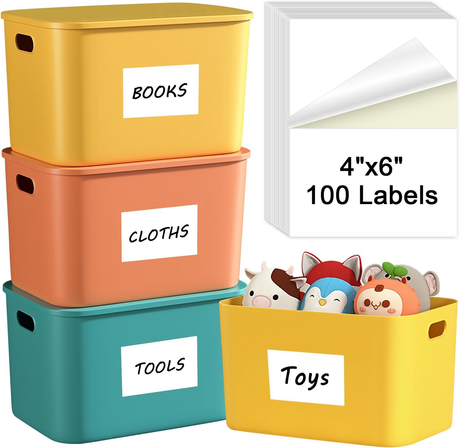 Amazon.com : 150 Pcs Labels for Storage Bins, 6 X 4 Inch Removable ...