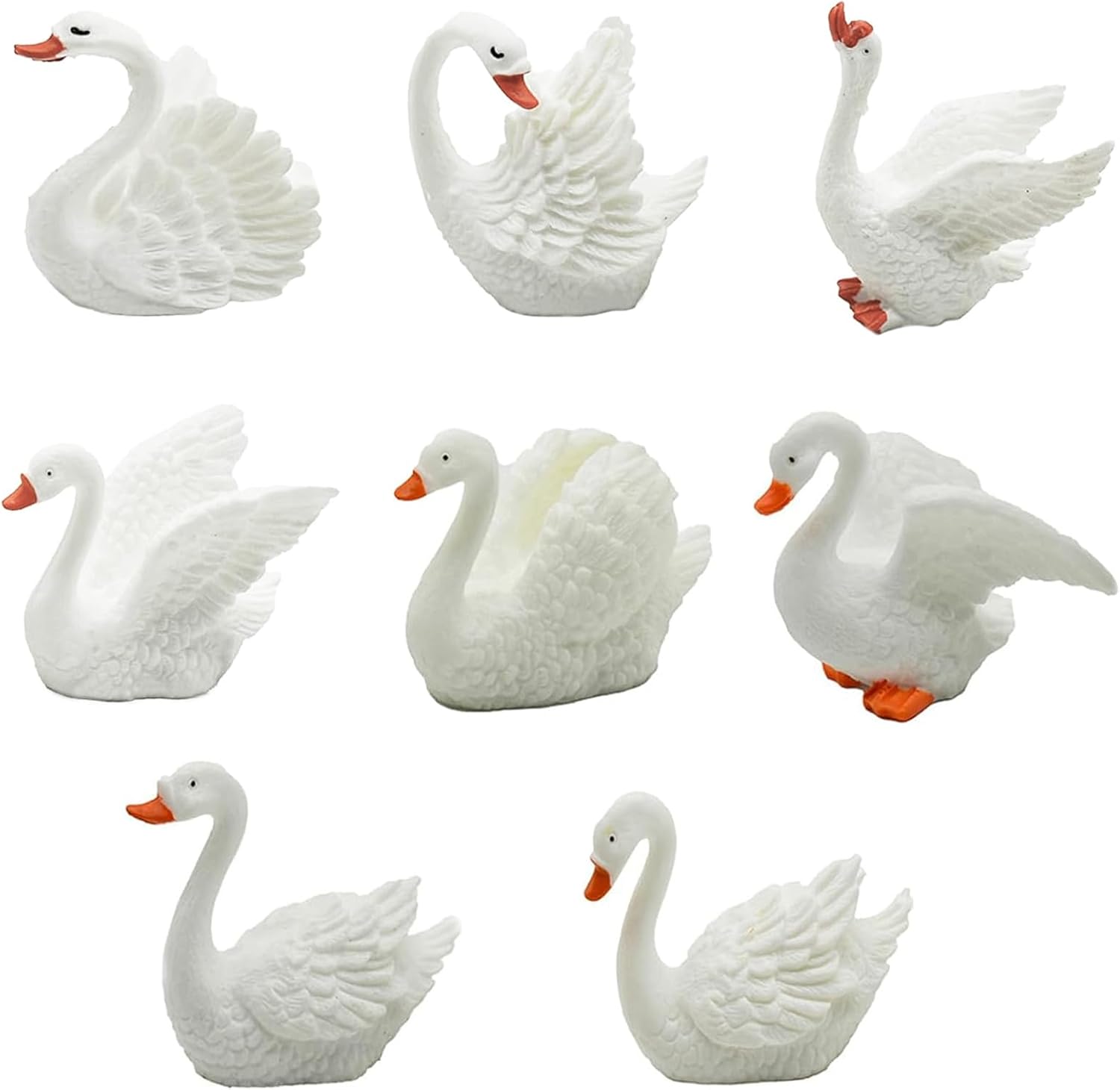 Amazon.com: Pinenjoy 8Pcs Mini White Swan Figurines 2inch Miniature ...