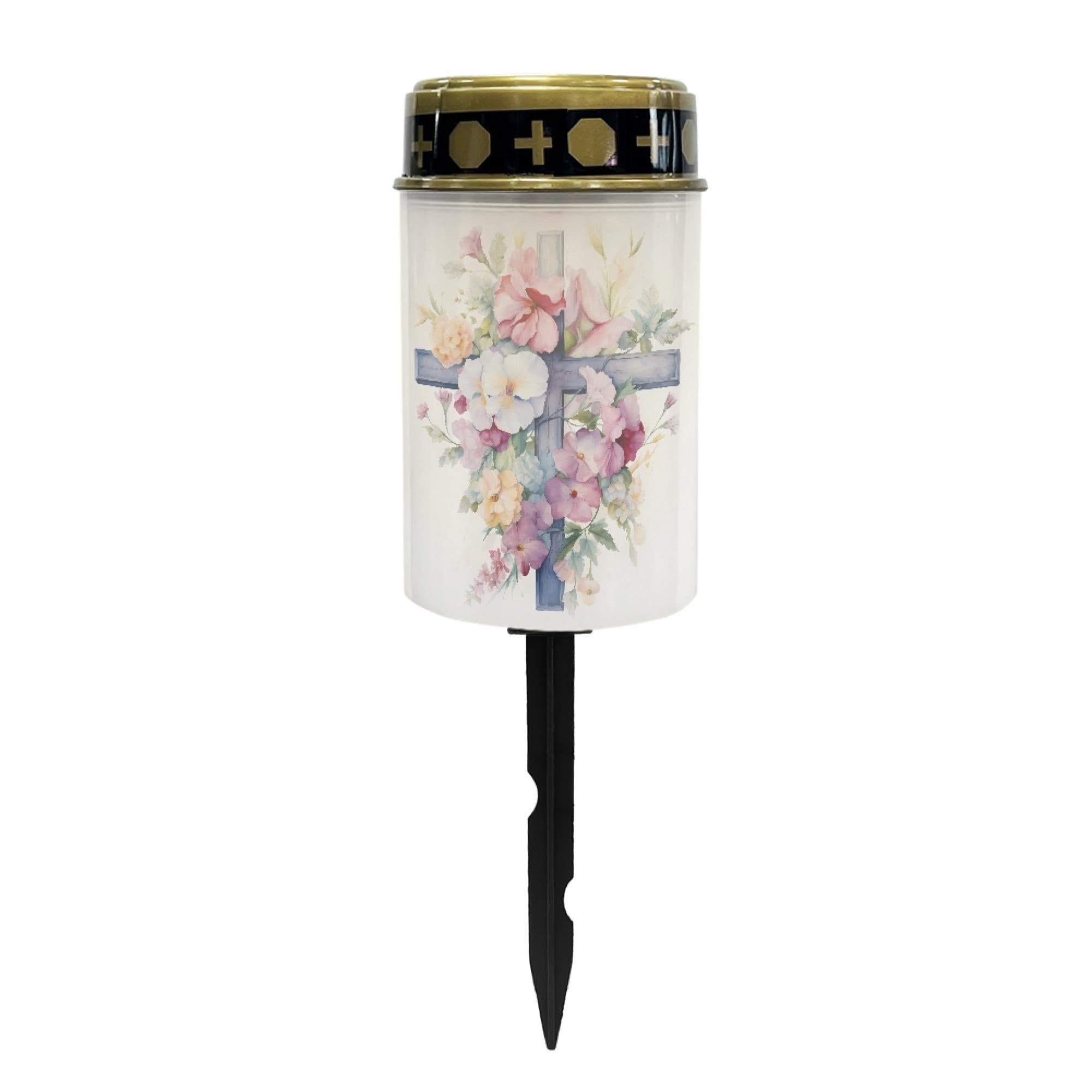 NETILGEN Cemetery Solar Lights for Grave,Cross Floral Pink Garden Solar ...