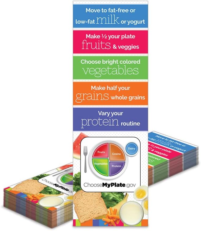 Amazon.com : 100 Nutrition Bookmarks | Choose MyPlate Bookmarks | 2 ½ ...