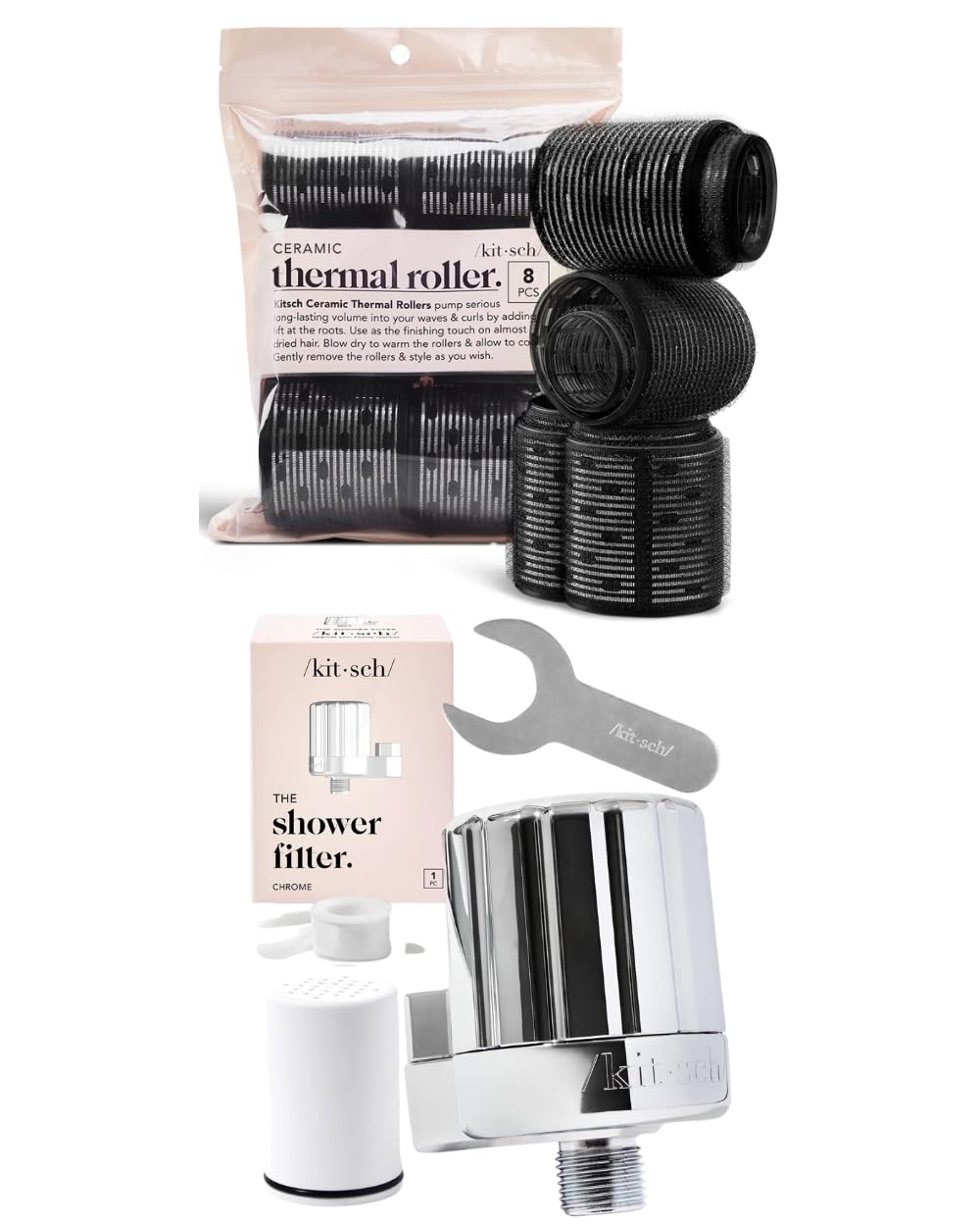 Amazon.com : Kitsch Ceramic Thermal Roller (Black) and Shower Filter ...