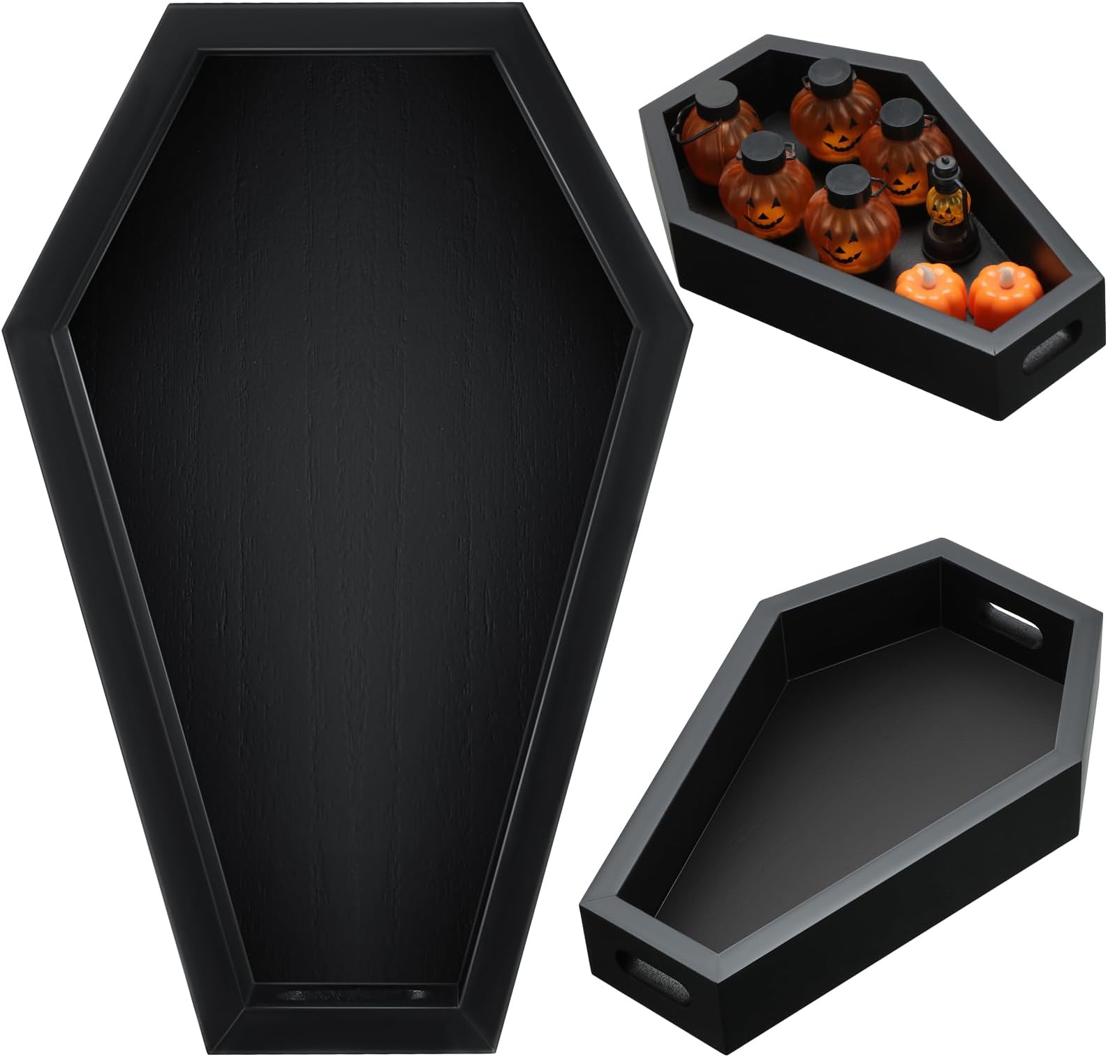 Amazon.com: Thyle 2 Pcs Coffin Tray Wooden Spooky Gothic Tray Coffin ...