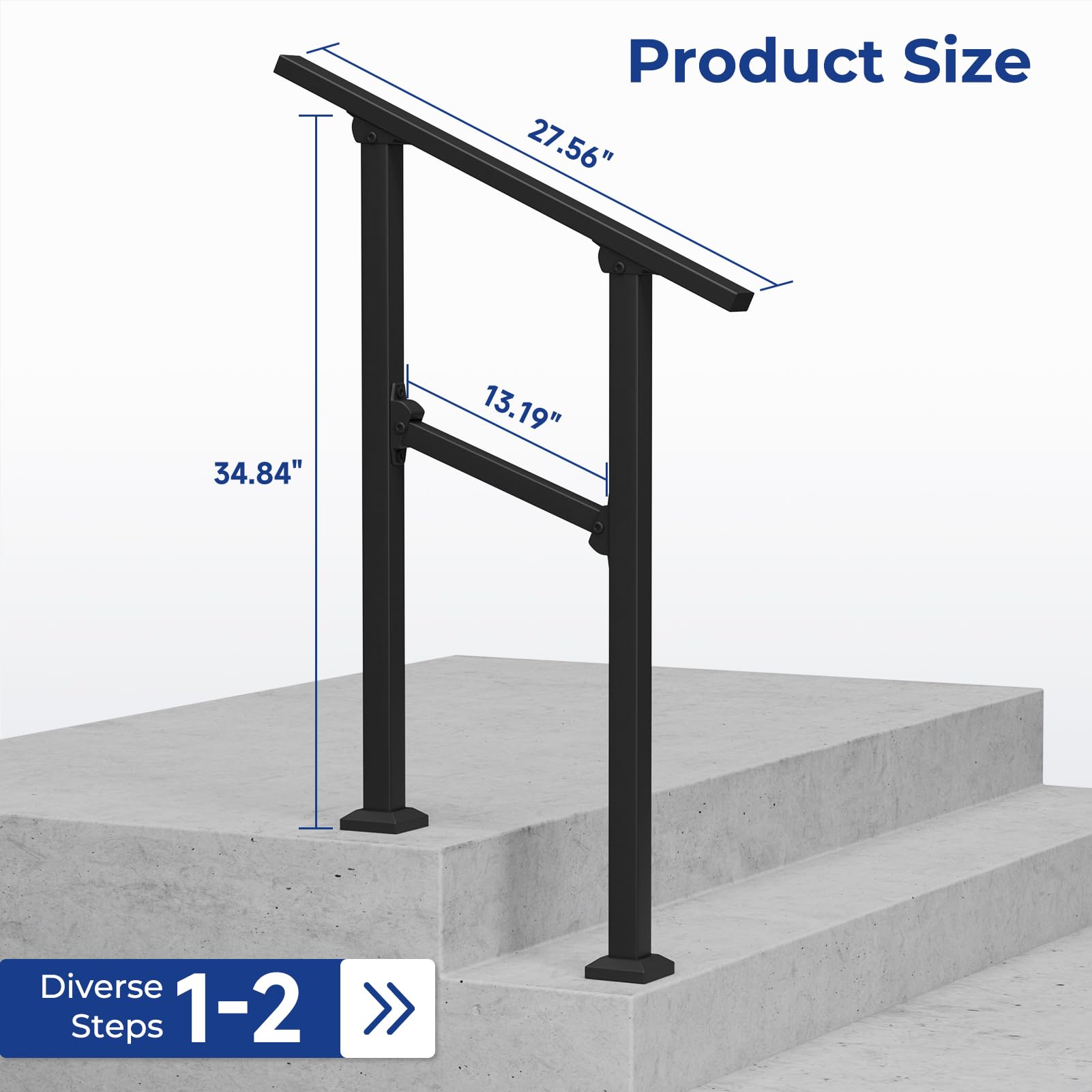 Snapklik.com : 2-Step Handrail For Outdoor Steps, Porch Railing Outdoor ...