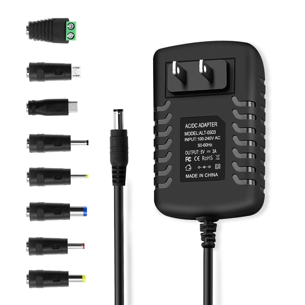 Amazon.com: 5V DC Power Supply 3A 15W AC Adapter AC100V-240V AC to DC 5 ...