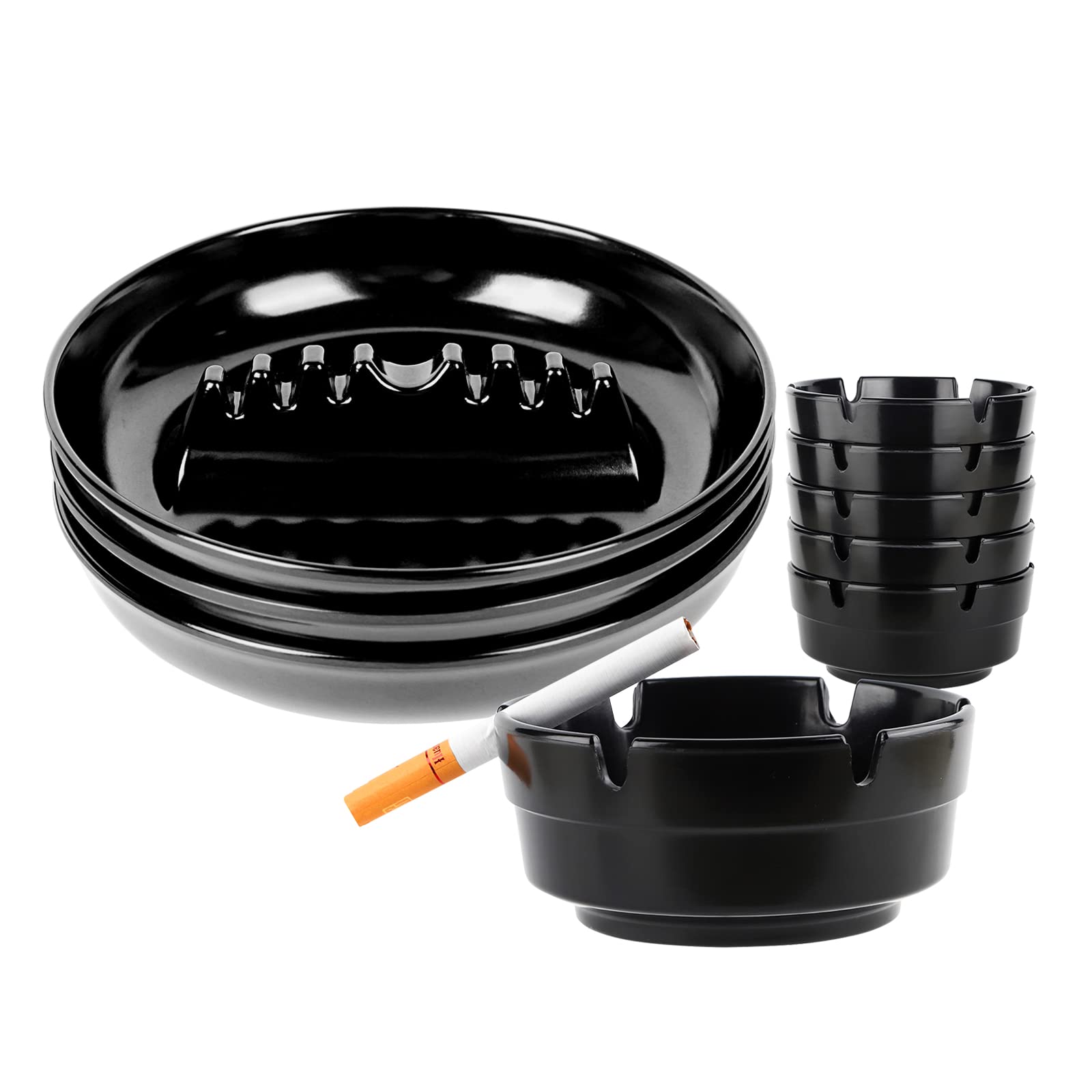 Amazon.com: A Bundle of 6Pcs 4" and 3Pcs 7" Plastic Ashtrays, Stackable ...