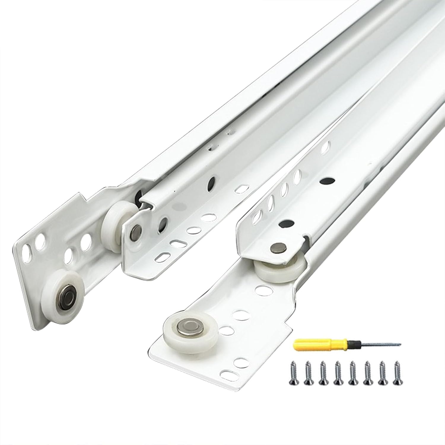 Cabinet Drawer Runners Drawer Slides with Installed Screws, 1-Pair, Detachable, Metal Steel ...