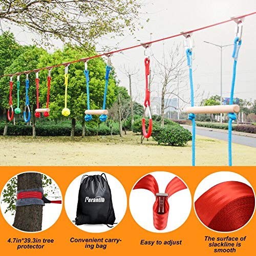 Perantlb Portable Ninja Slackline Monkey Bar & Ladder Intro Kit – 40 ...
