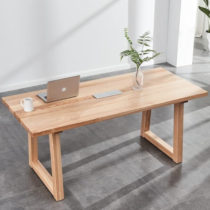 Amazon.com: woJKod 6-8 People 6FT Ash Wood Table Rectangular, Kitchen ...