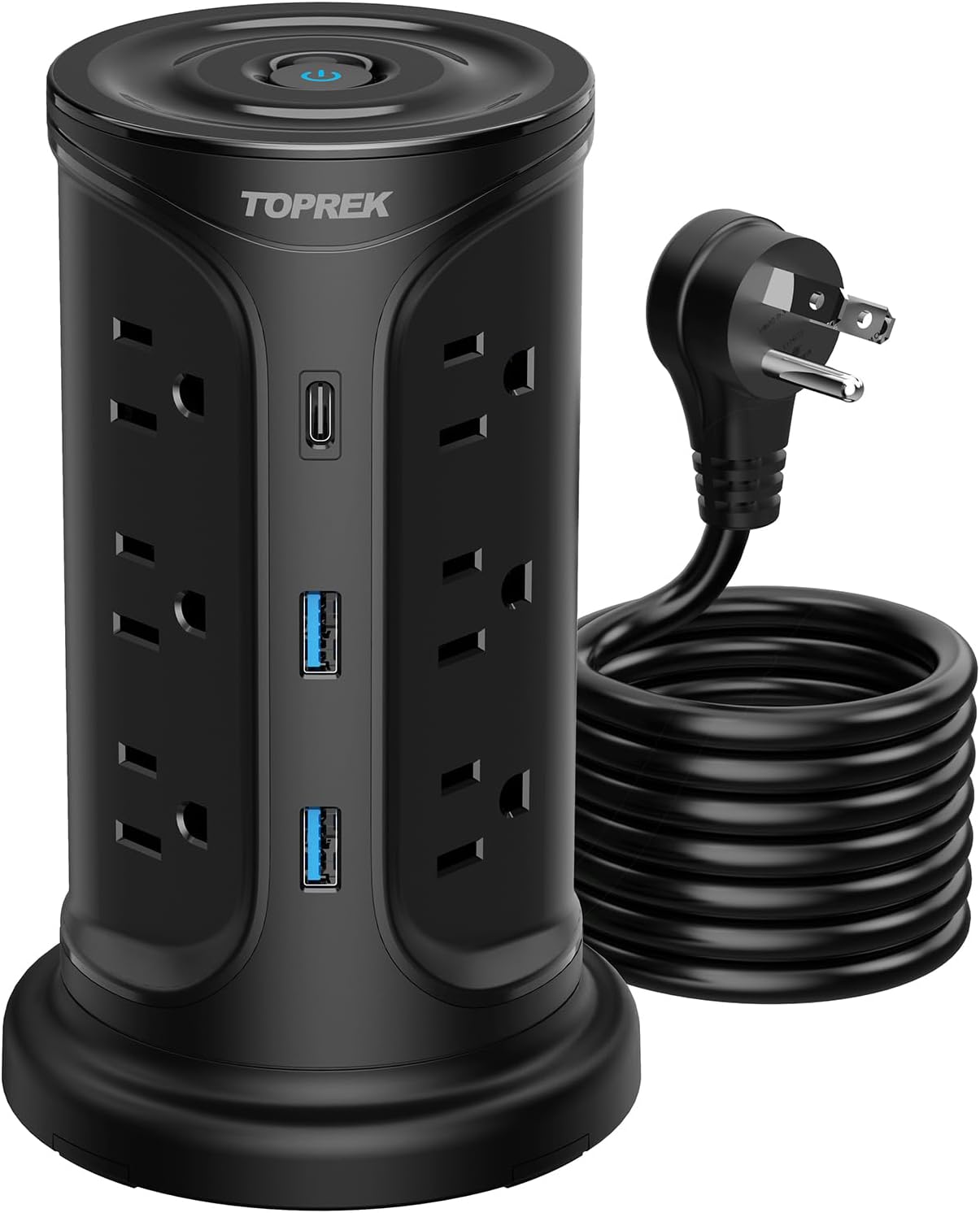 TOPREK Regleta de Alimentación Multicontacto de Torre, Protector de Sobretensión, Regleta USB ...