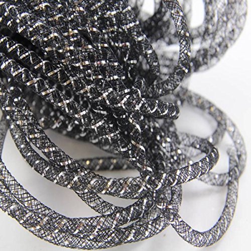 Amazon.com: Beads4Craft Black/Silver Pattern Crinoline Tube 5mm (1 ...