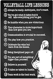 Amazon.com: Starotore Volleyball Life Lessons Metal Tin Signs Wall ...
