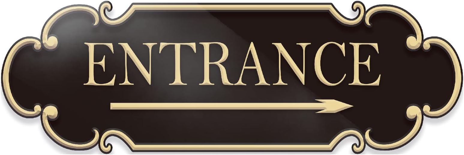 Amazon.com : Entrance Sign Right Arrow Black Gold 9"x3" - Self Adhesive ...