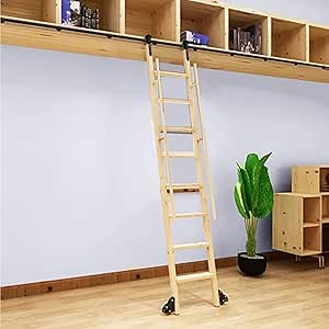 Amazon.com: Sliding Library Ladder Round Tube Rails - Rolling Library ...