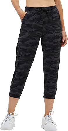 Amazon.com: Oalka Womens Capri Joggers High Waist Pockets Running ...