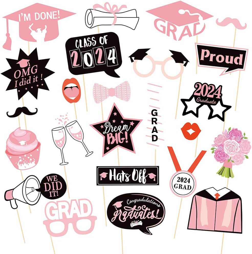 Amazon.com: JULMELON Graduation Photo Booth Props 2024 - Pack of 30 ...