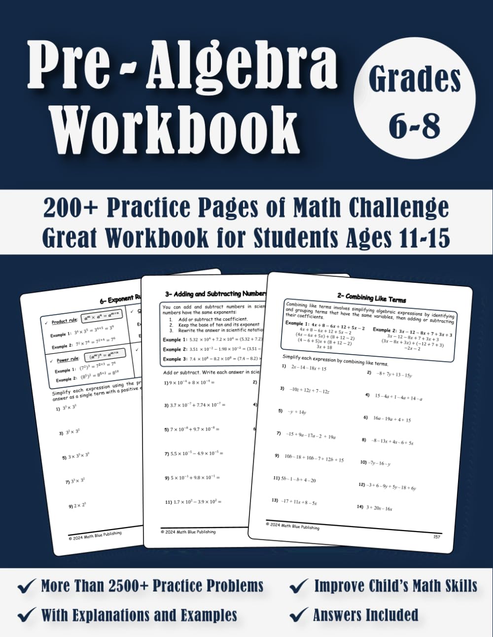 Pre-Algebra Workbook Grades 6-8: Middle School Math Skills Practice ...