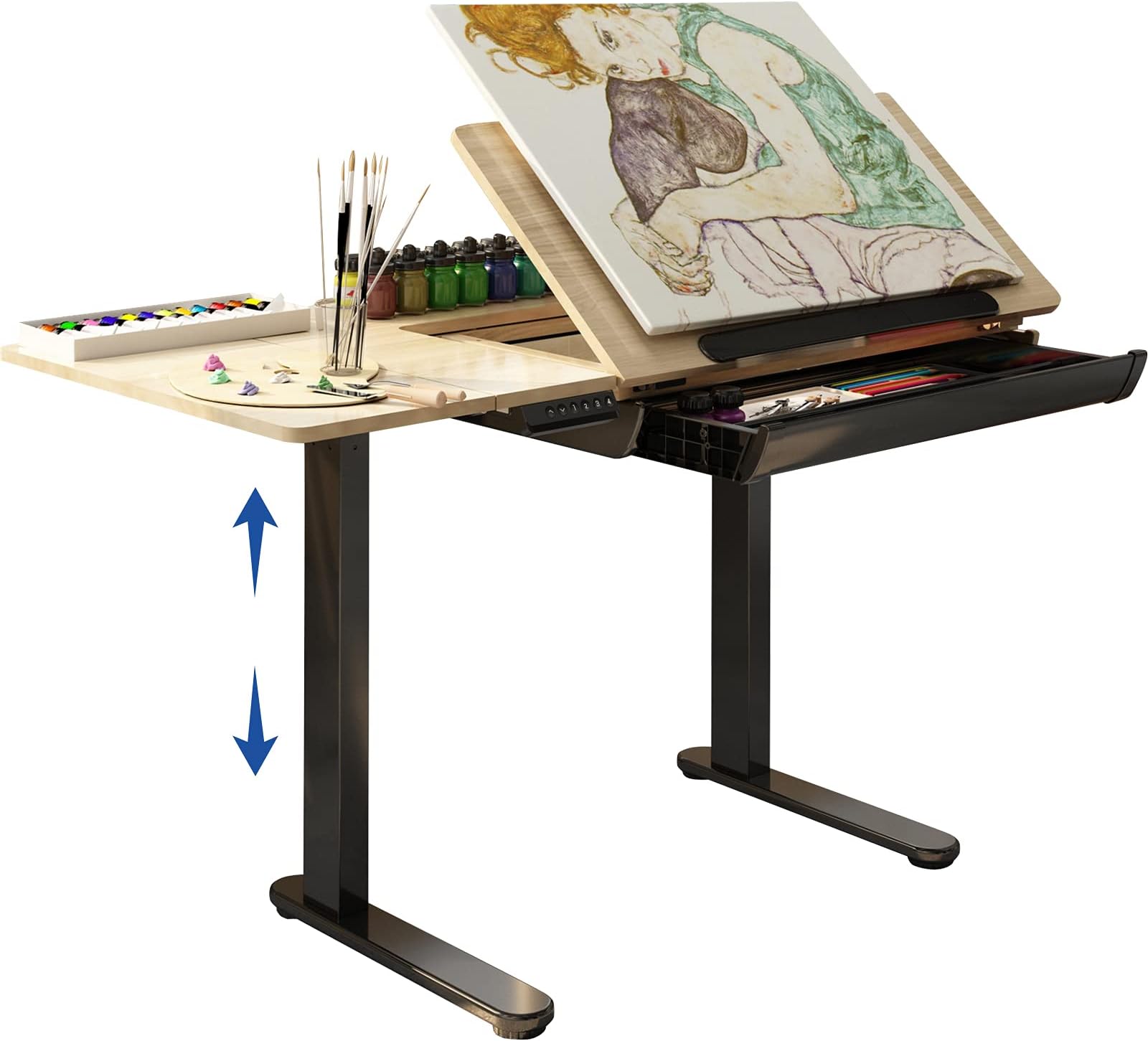 Amazon.com: Arlopu Height Adjustable Drafting Table with Stool Set ...