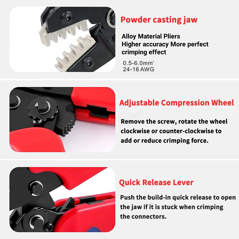 Wire Connectors Crimping Tool Ratchet Cable Crimper Plier Insulated ...