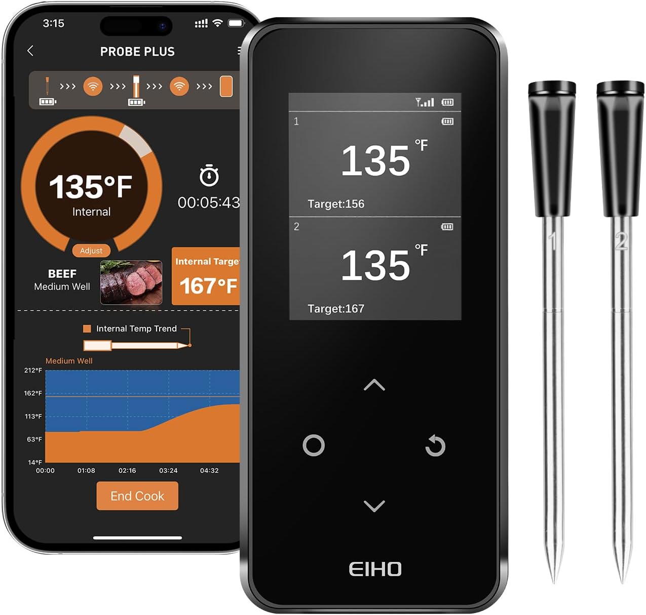 Amazon.com: TempSpike Wireless Meat Thermometer Digital with App, WiFi ...