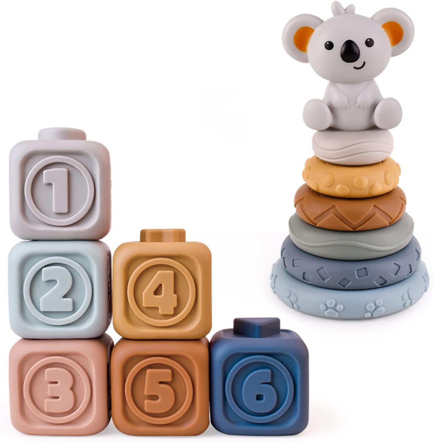 Montessori Toys for Babies,Soft Stacking Building Blocks Baby Toys,13 ...