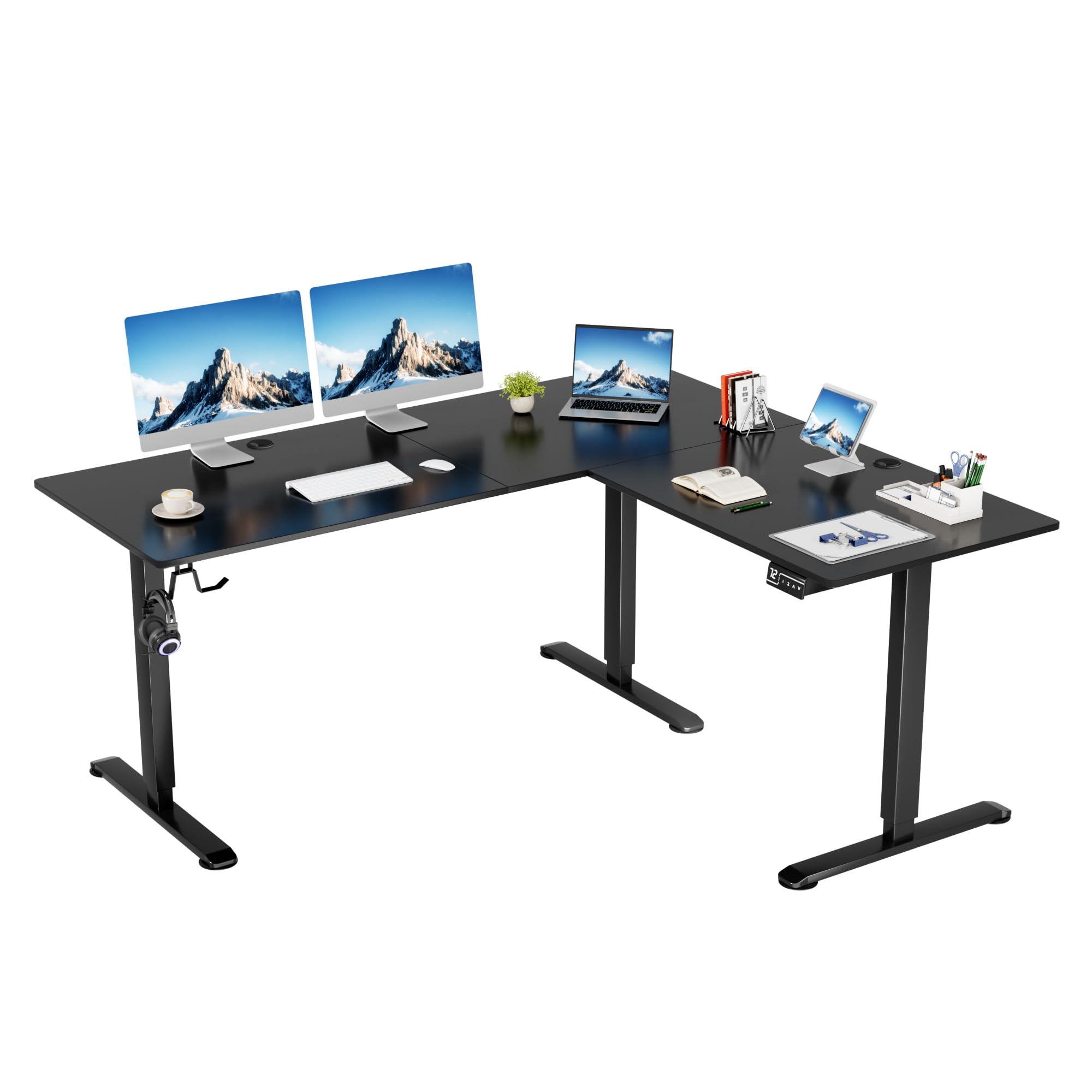 Snapklik.com : L-Shaped Corner Standing Desk, Electric Height ...