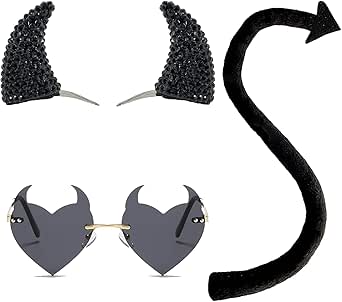 Amazon.com: Ausejopeac Black Demon halloween Devil Costume Set, Black ...