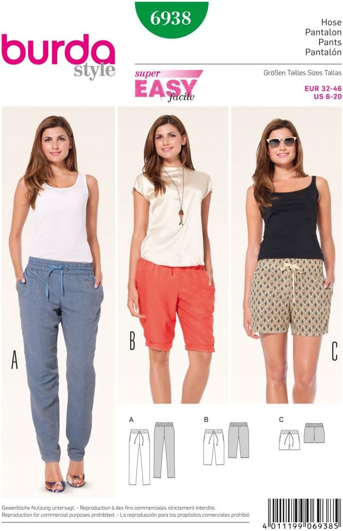 Amazon.com: Burda Ladies Easy Sewing Pattern 6573 High Waist Wide Leg ...