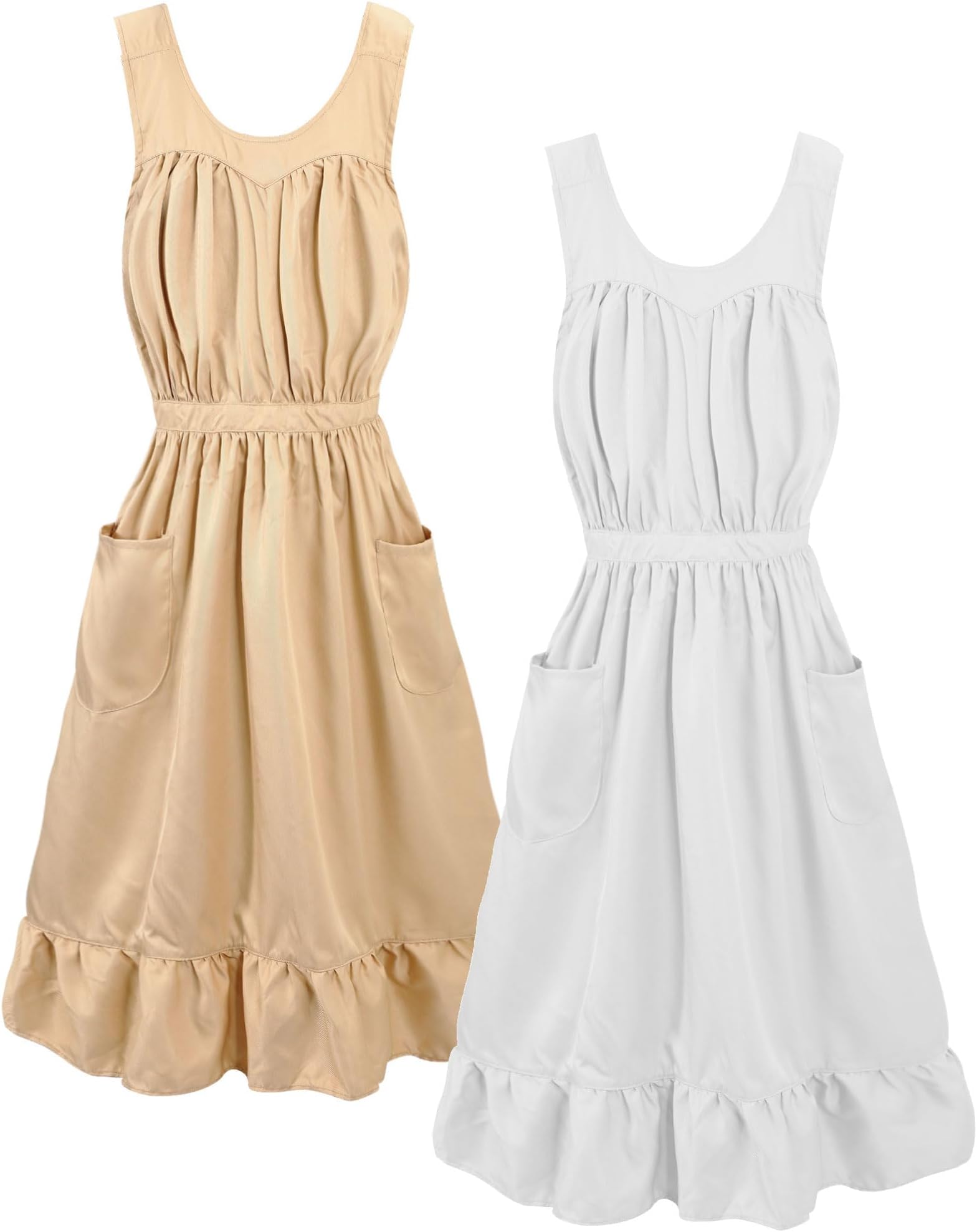 Amazon.com: Xtinmee 2 Pack White Pinafore Aprons Adjustable Maid Cross ...