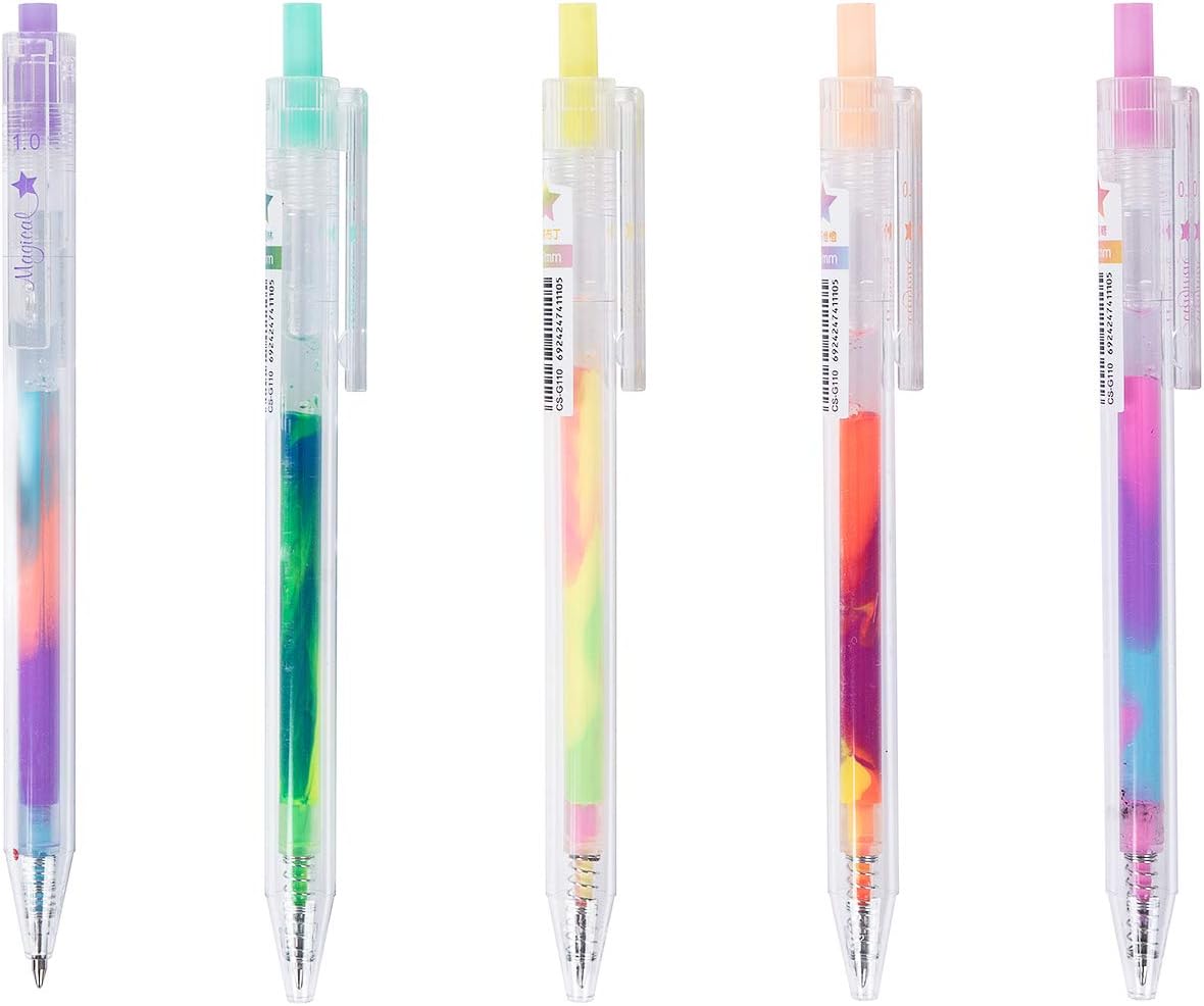 Mnixy Youkai Rainbow Color Gel Ink Rollerball Pen Retractable（5 pack ...