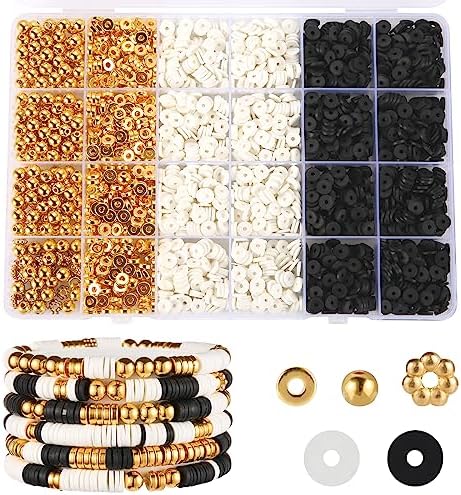 Clay Beads Bracelet Making Kit, 2390Pcs Flat Round Polymer Clay Bead ...