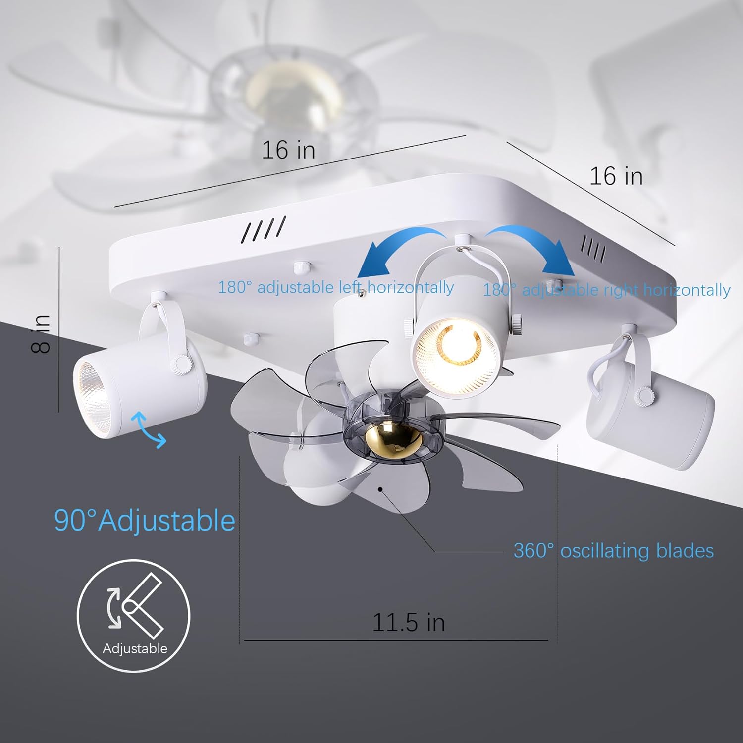 COCOSTAR LED Track Lighting with Fan, White Track Lighting, Modern LED ...