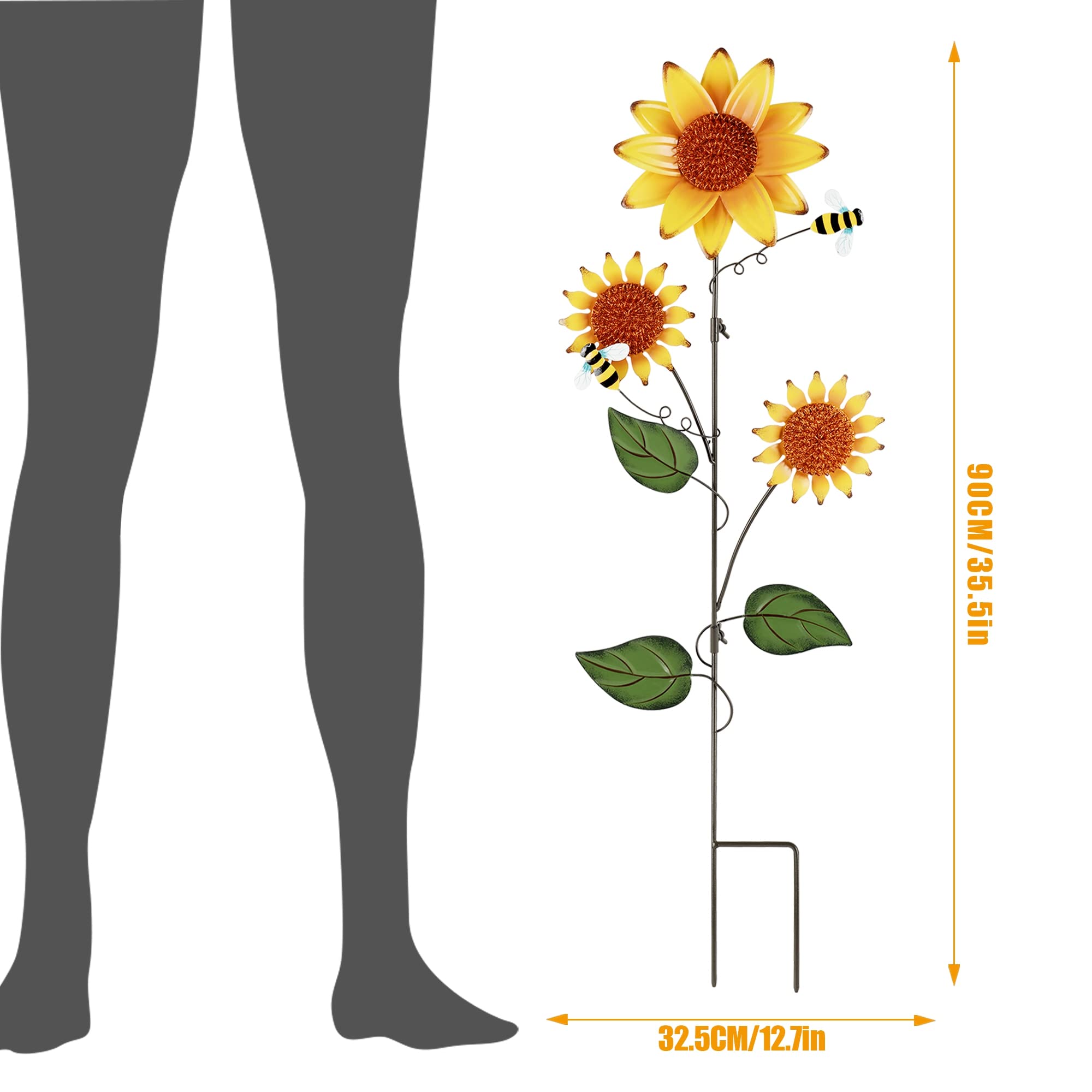 Snapklik.com : Sunflowers Garden Stakes Decor, 35 Inch Outdoor Metal ...