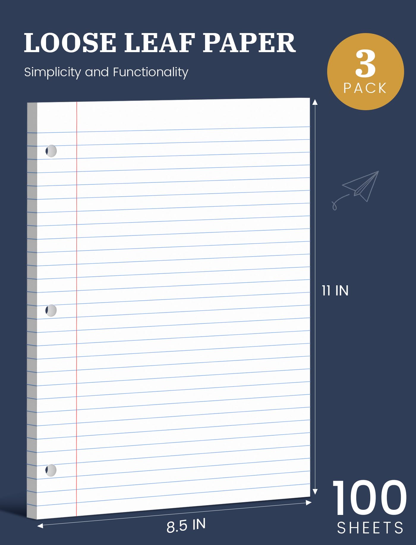 Snapklik.com : Loose Leaf Paper, 300 Sheets Filler Notebook Paper, 3 ...
