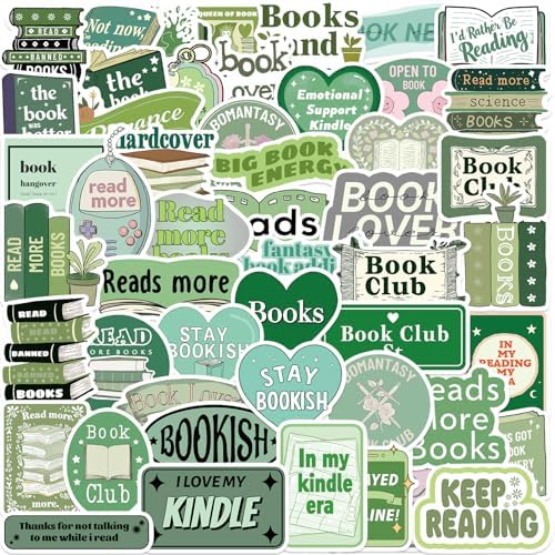 Amazon.com: 50PCS Book Stickers for Kindle Green Bookish Aesthetic ...