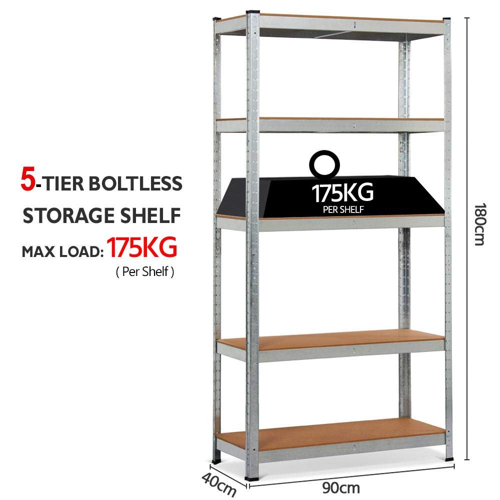 Yaheetech Heavy Duty 5 Tier Metal Garage Shelving Unit Boltless Storage ...