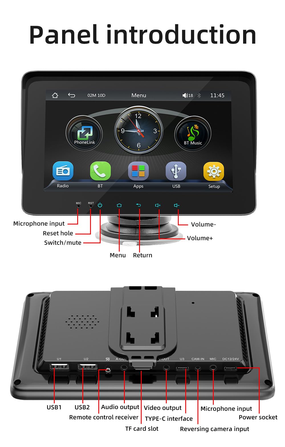 Casoda 7" HD Double Din Car Stereo, Portable Touch Screen Wireless ...