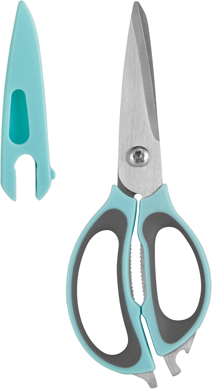 Amazon.com: Farberware 4-in-1 Kitchen Shears, 2-Piece, Aqua and Gray ...