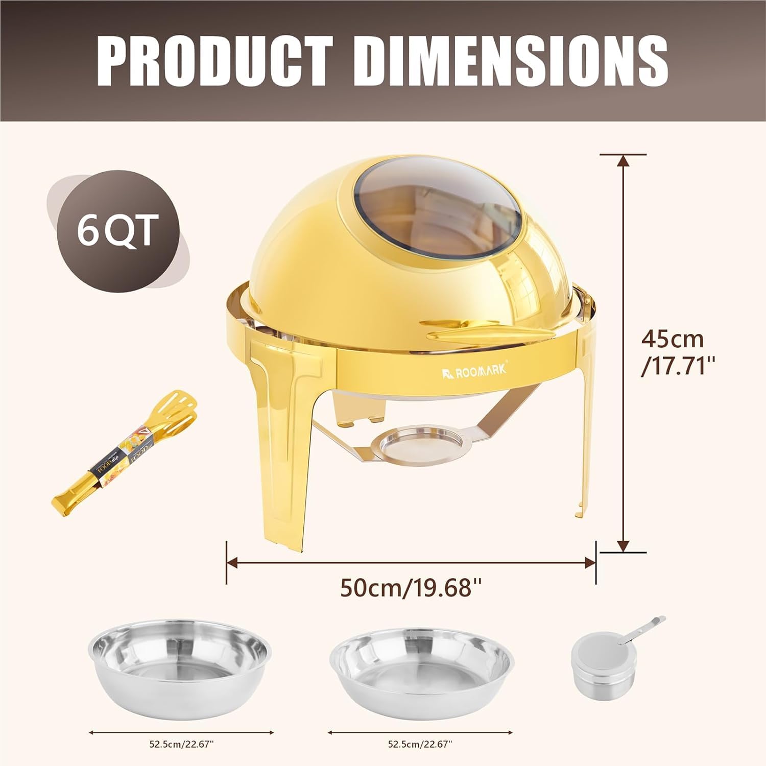 Snapklik.com : Roomark 6QT Gold Chafing Dish Buffet Set-2 Packs, Roll ...