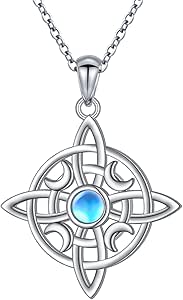 Amazon.com: DAOCHONG Witches Knot with Four Crescent Moons Pendant Necklace 925 Sterling Silver ...