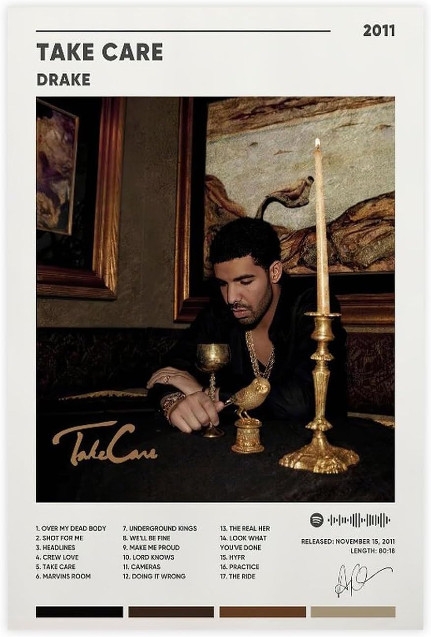 Amazon.com: stortnate Drake Poster Take Care Album Cover Canvas Posters ...