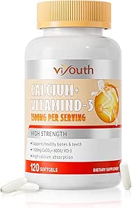 Amazon.com: Viyouth Liquid Soft Capsules of Calcium and Vitamin D3, Bone Health Supplements for ...