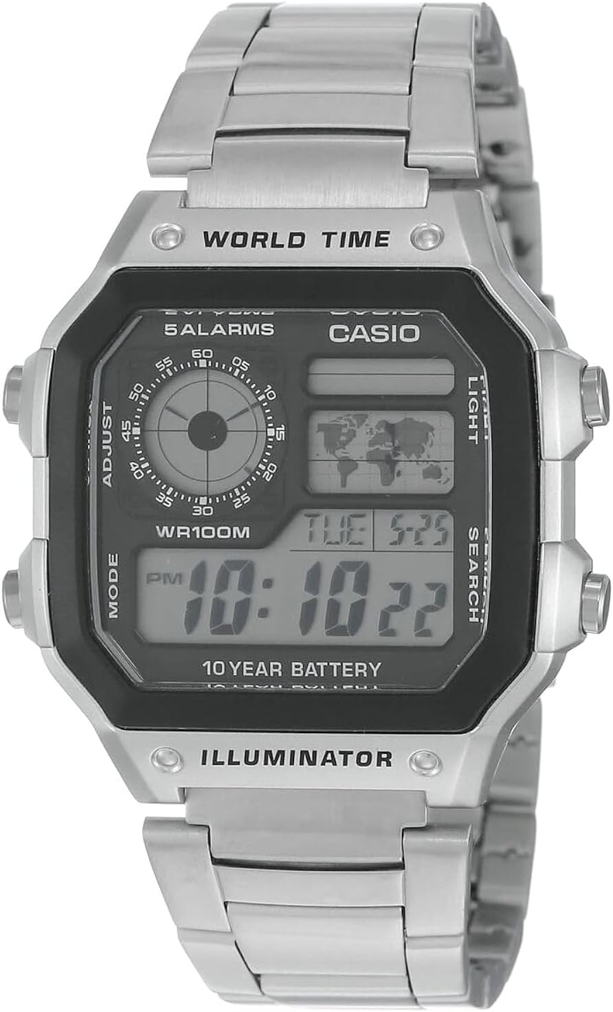 Casio Men's Watch - AE-1200WHD-1AVDF Black Dial, Silver Band: Buy ...