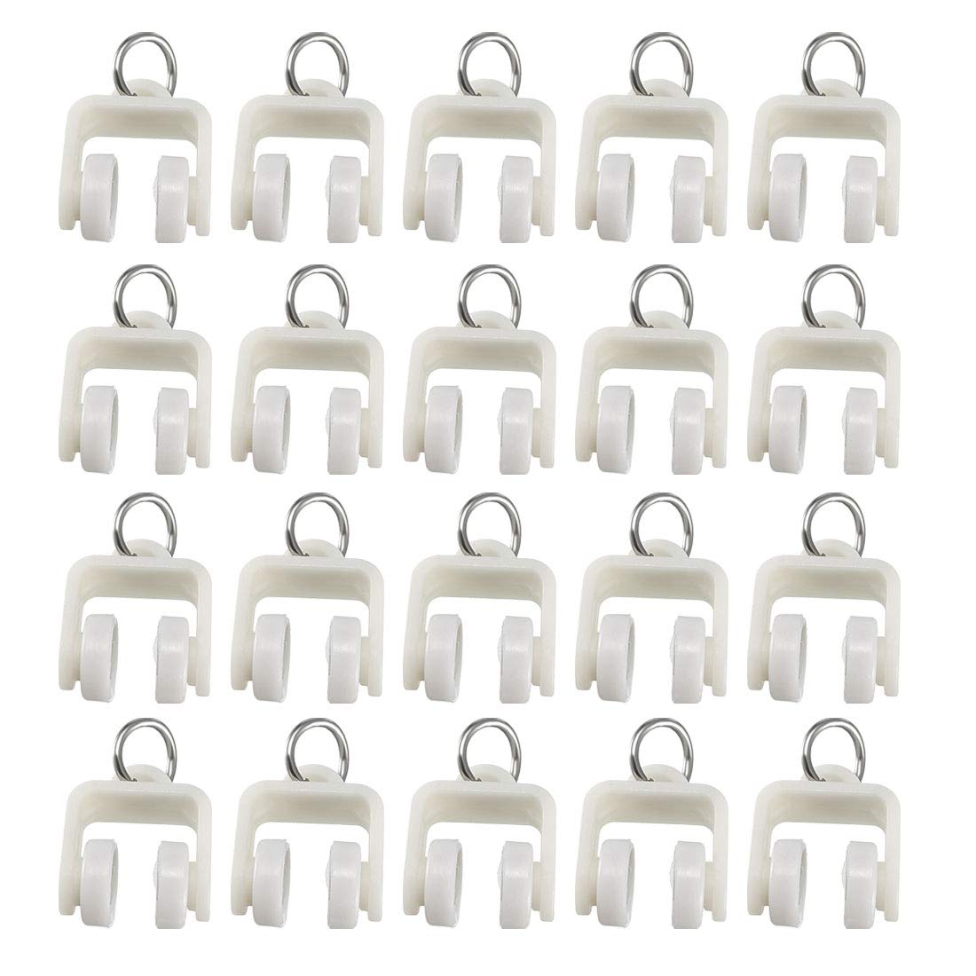 uxcell Curtain Track Plastic Twin Wheeled Carriers Drapery Rail Sliding ...